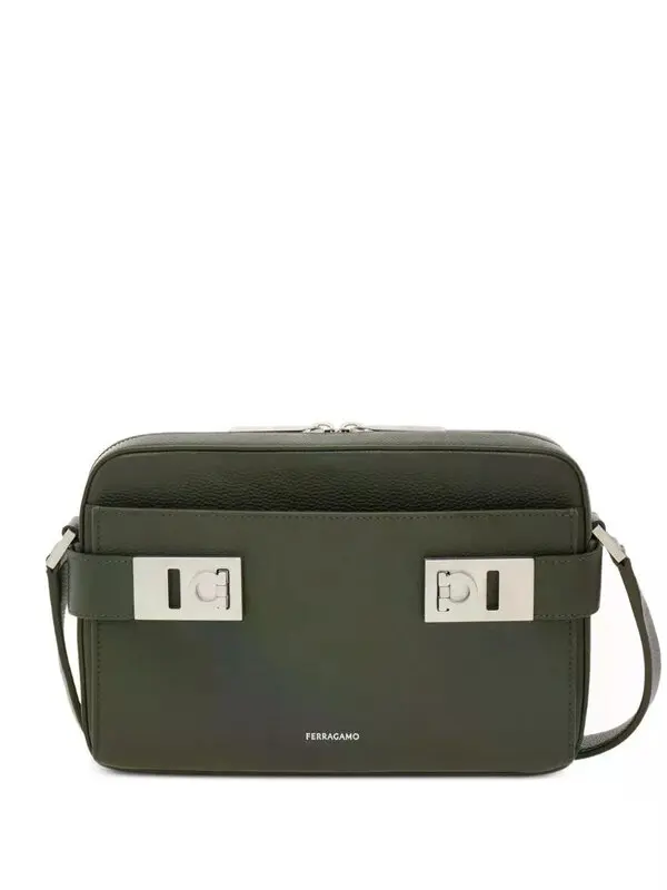FERRAGAMO Hug Buckle Messenger Bag In Hammered Calfskin