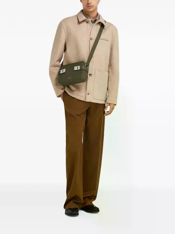 FERRAGAMO Hug Buckle Messenger Bag In Hammered Calfskin