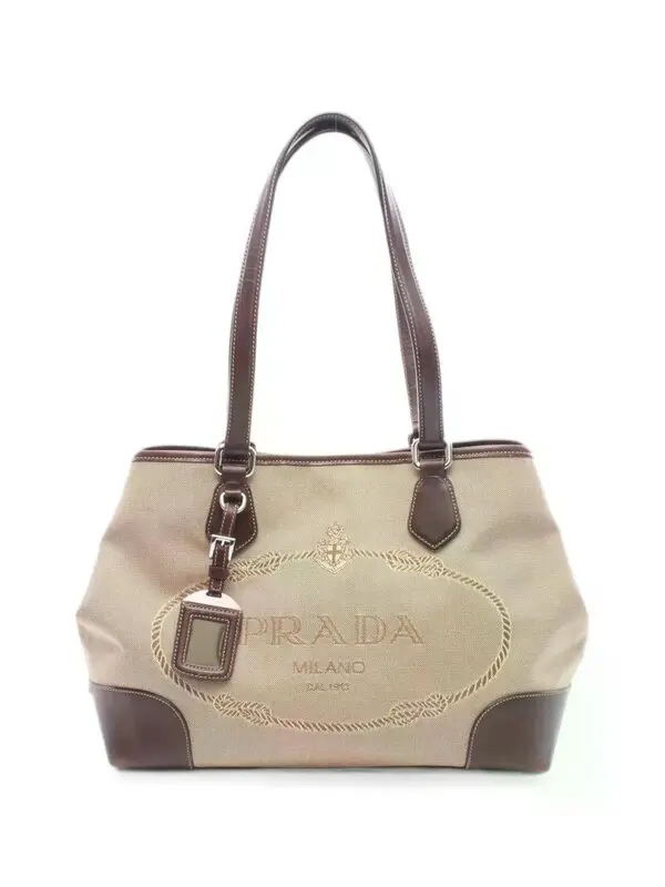 Prada 2000s Logo Jacquard Tote Bag