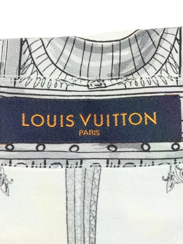 LOUIS VUITTON Off-white Silk Graphic Print Long Sleeve Shirt