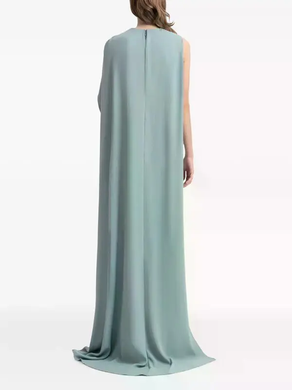 GEMY MAALOUF Beaded Cape Draped Gown - Blue