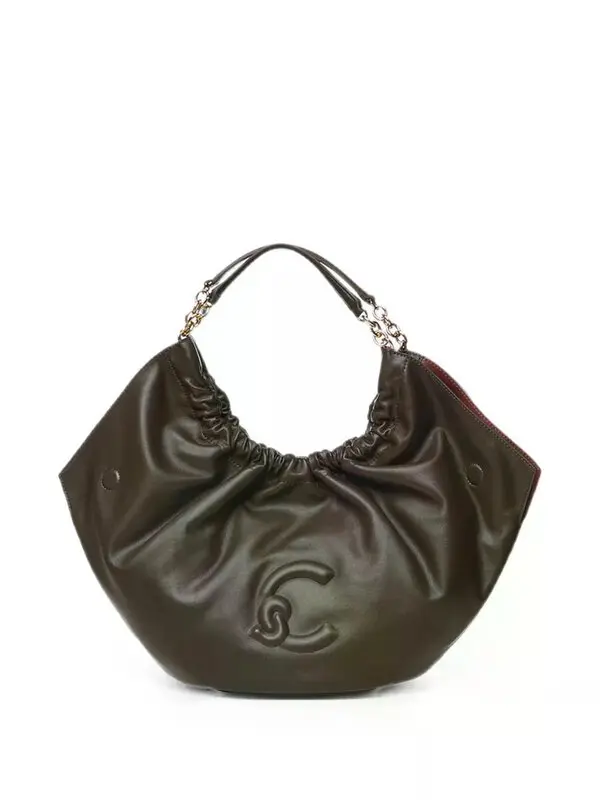COCCINELLE Medium Ruched Tote Bag With Embossed Logo - Brown