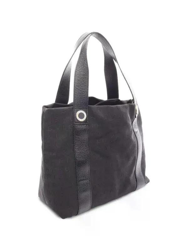 BVLGARI Logomania Canvas Tote Bag With Leather Trim