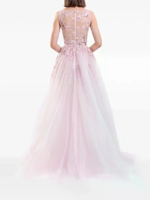 SAIID KOBEISY Embroidered Tulle Maxi Dress