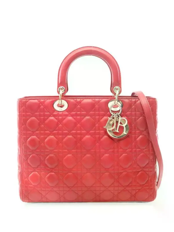 Dior Lady Cannage Tote Bag - Red