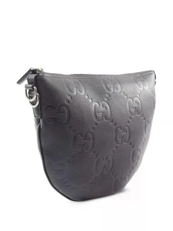 Gucci Jumbo Gg Embossed Leather Shoulder Bag - Black
