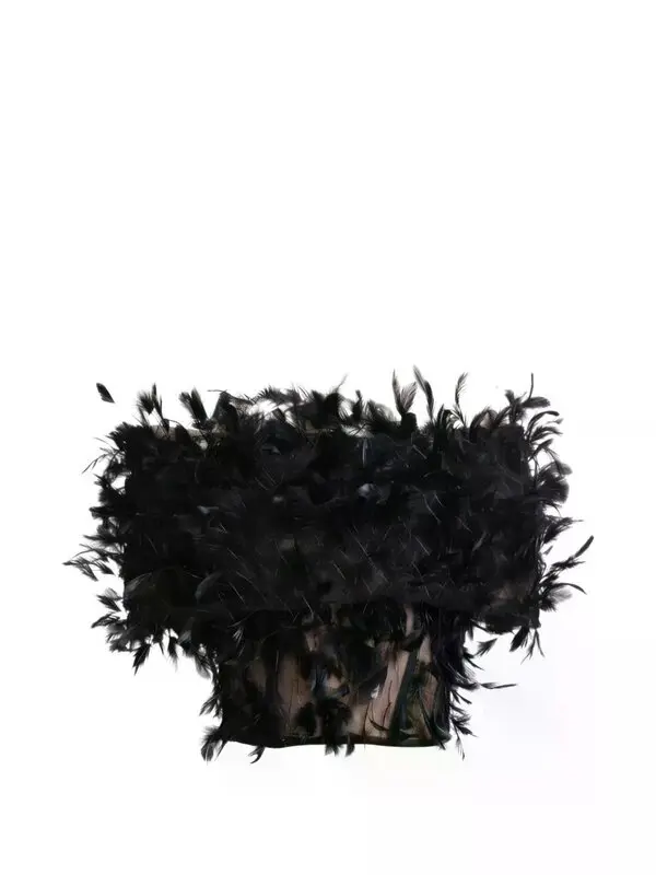 GEMY MAALOUF Feather-trim Off-shoulder Top