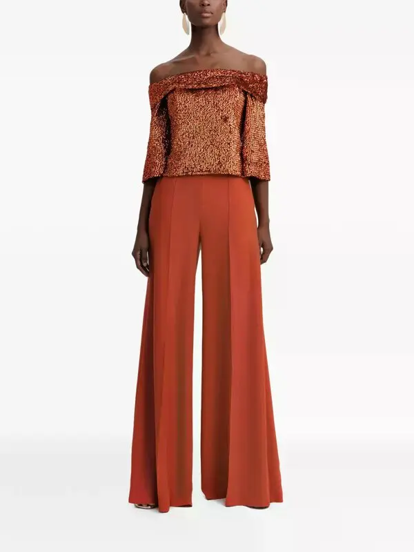 GEMY MAALOUF Sequin-embellished Off-shoulder Top