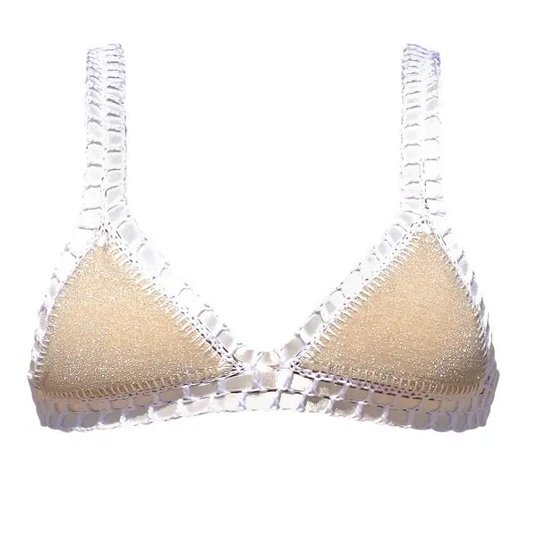 LUXSEA SWIMWEAR Anguilla Lurex Crochet Triangle Bikini Top - Gold