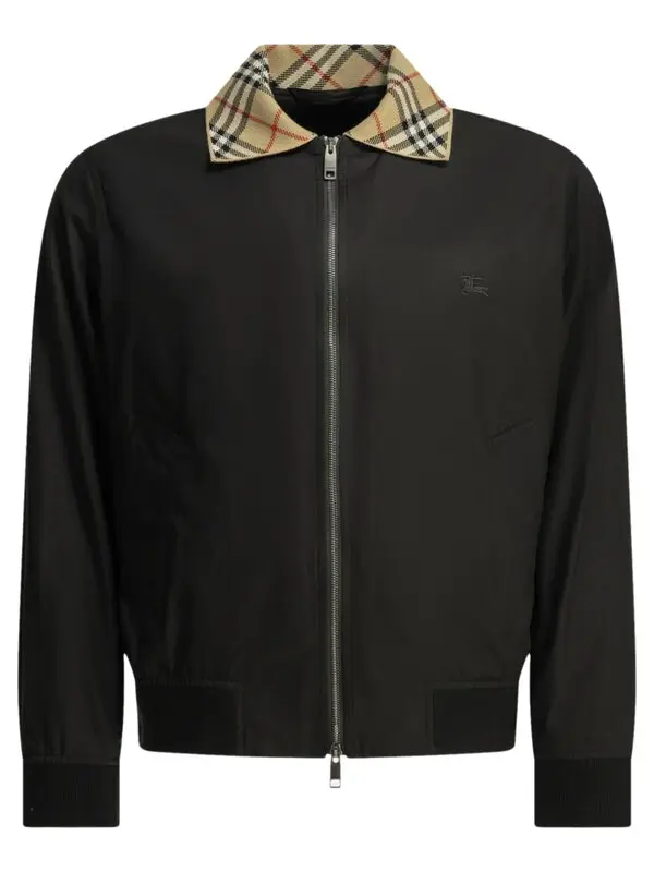 Burberry Cotton Zip-up Jacket With Classic Collar - Black