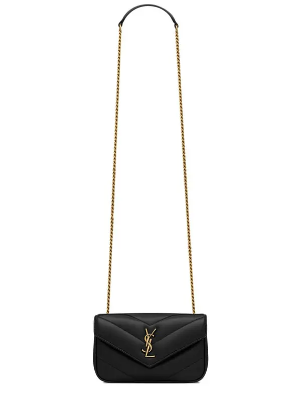 Saint Laurent 20 X 12 X 5 Cm Mini Leather Pouch Handbag With Chain Shoulder Strap - Nero