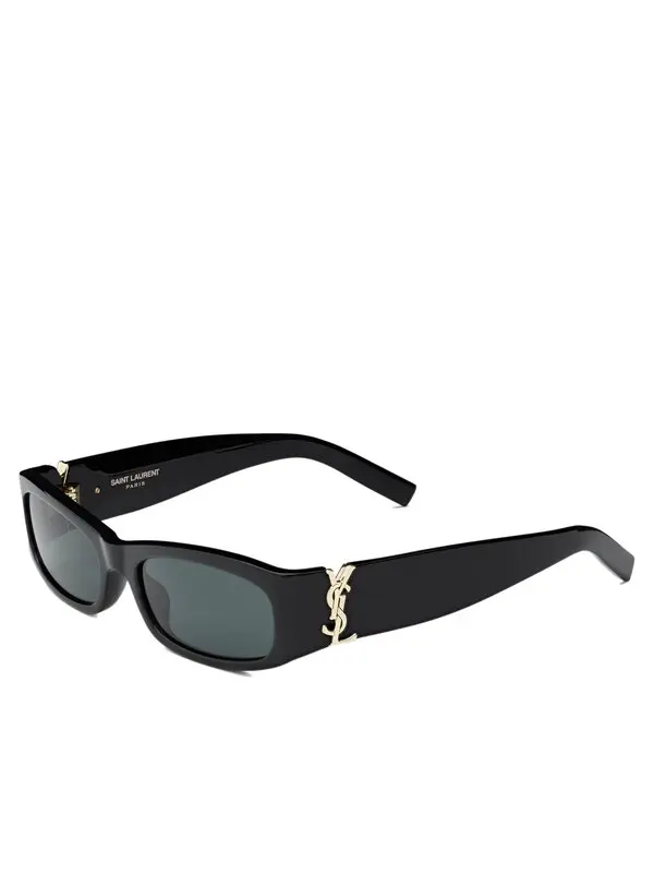 Saint Laurent Elongated Acetate Sunglasses With Cassandre Temples - Nero