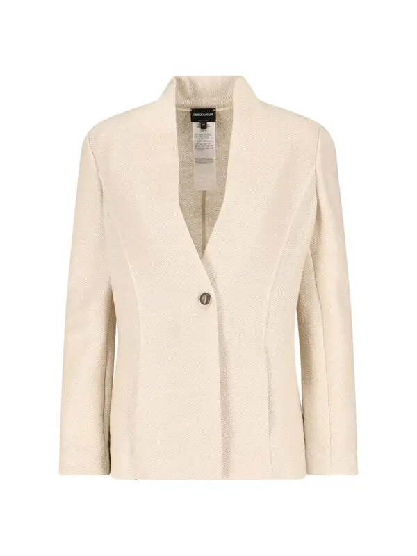 Giorgio Armani Tailored Jacket With Cow Leather Trim