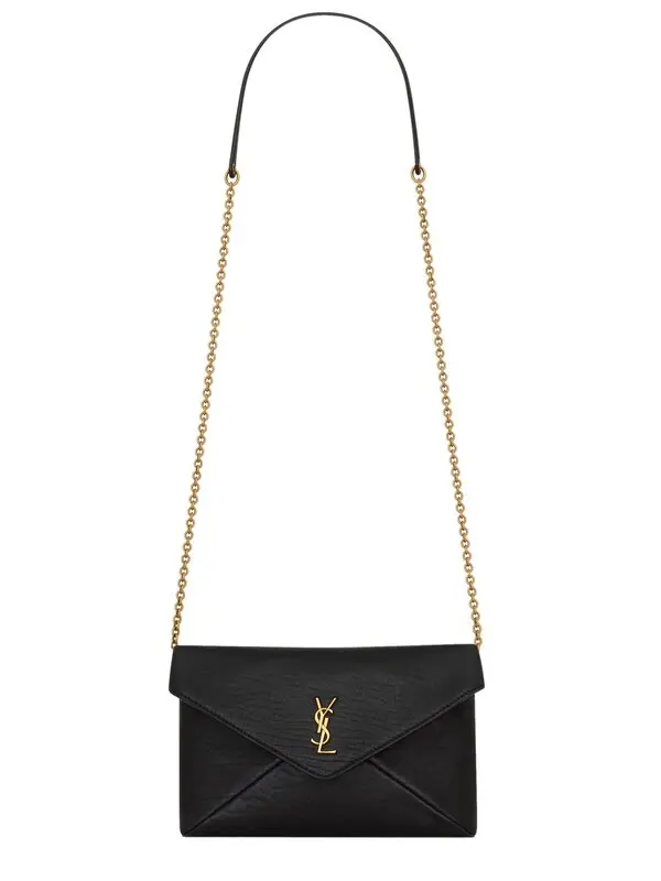 Saint Laurent Mini Leather Card Case, 12 Cm X 19 Cm X 3 Cm - Nero