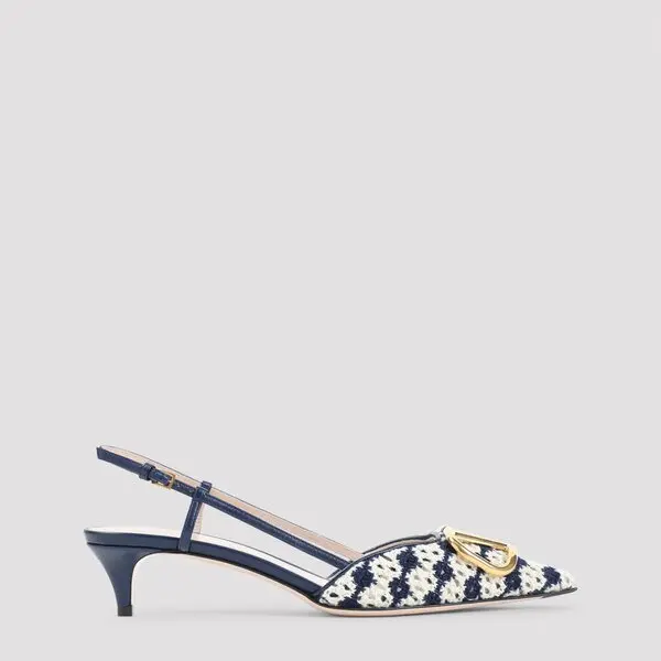 Valentino Garavani V Logo Slingback Mules With 4 Cm Heel - Blue