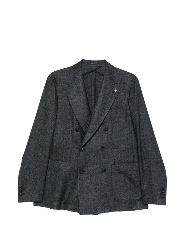 Tagliatore Double-breasted Wool-silk Blend Blazer - Navy