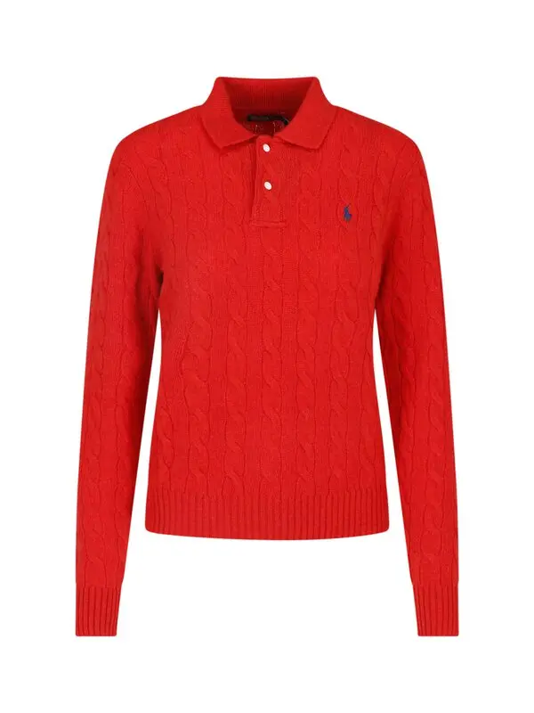 Polo Ralph Lauren Cable-knit Wool-cashmere Polo Sweater - Red