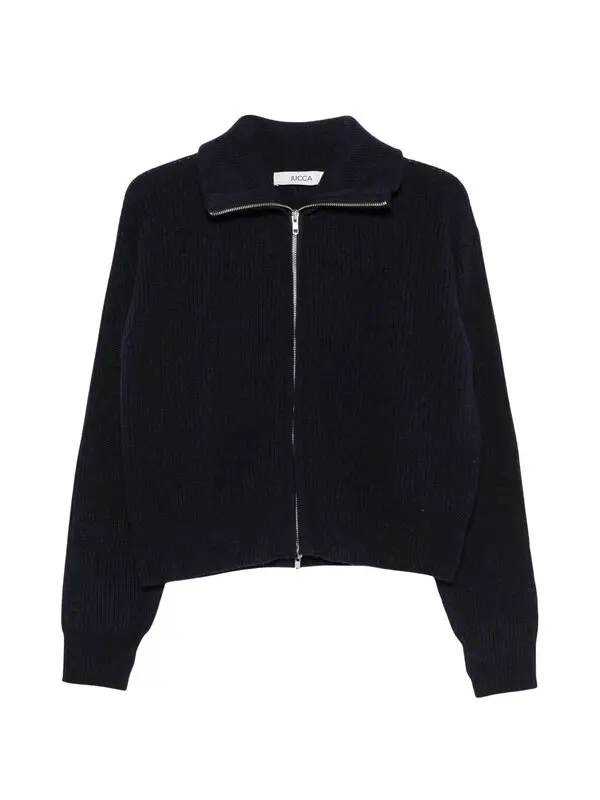 JUCCA Merino Wool Zip-up Cardigan - Navy