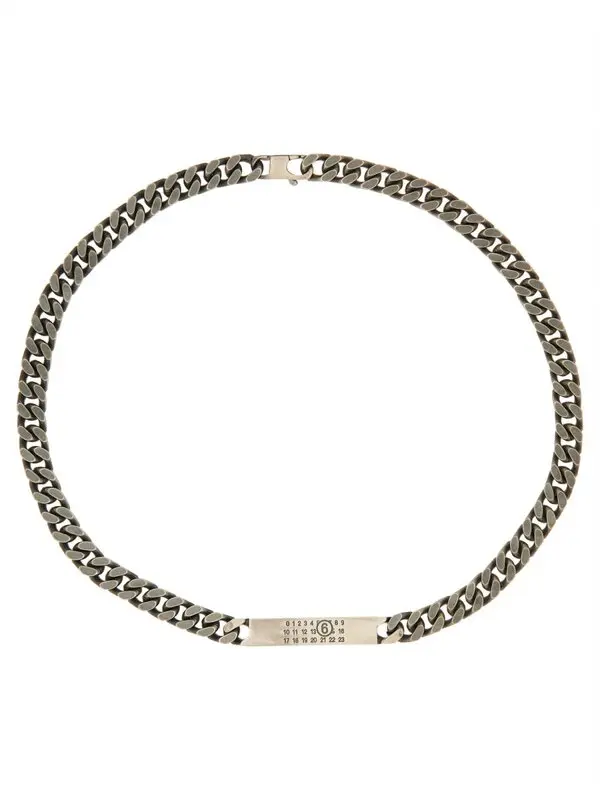 MAISON MARGIELA Chain Necklace With Leather Details And Statement Hardware