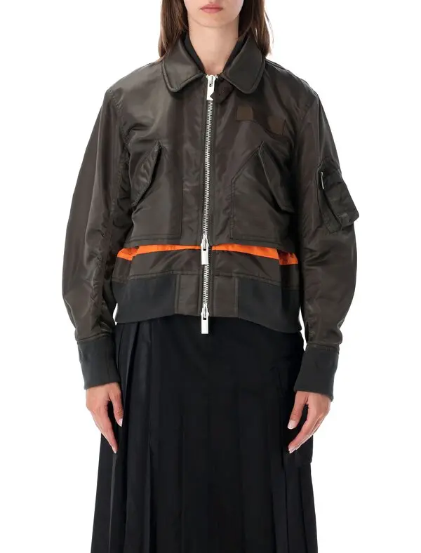 Sacai Nylon Twill Hybrid Bomber Jacket - D/khaki