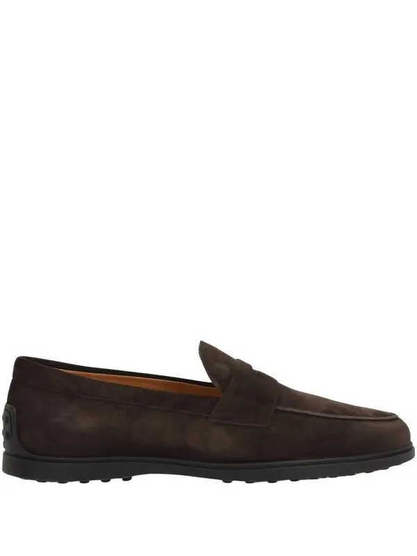 TOD'S Suede Leather Slip-on Loafers - Brown