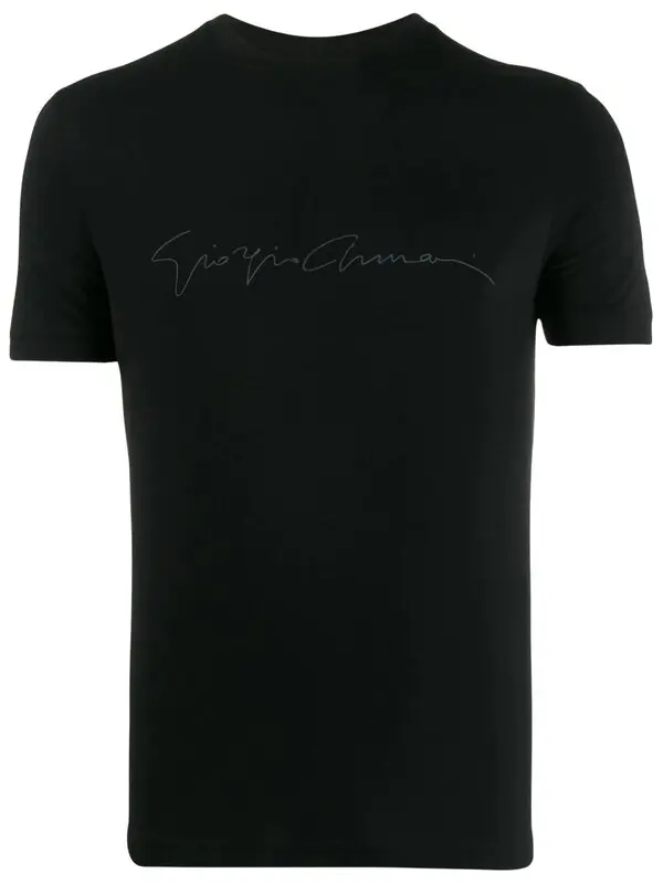 Giorgio Armani S Stretch Viscose Polo Shirt - Black