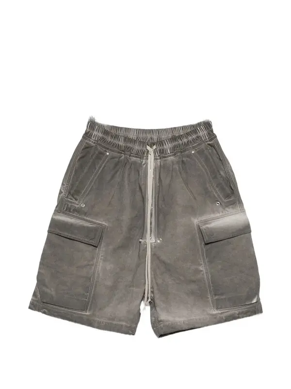 Rick Owens Knee-length Cotton Shorts With Drawstring Waist - Grigio