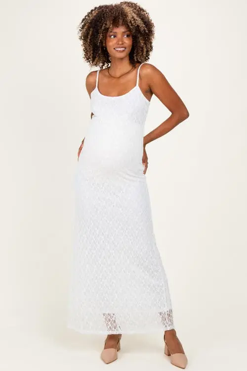 PINKBLUSH Sleeveless Lace Square Neck Maxi Dress