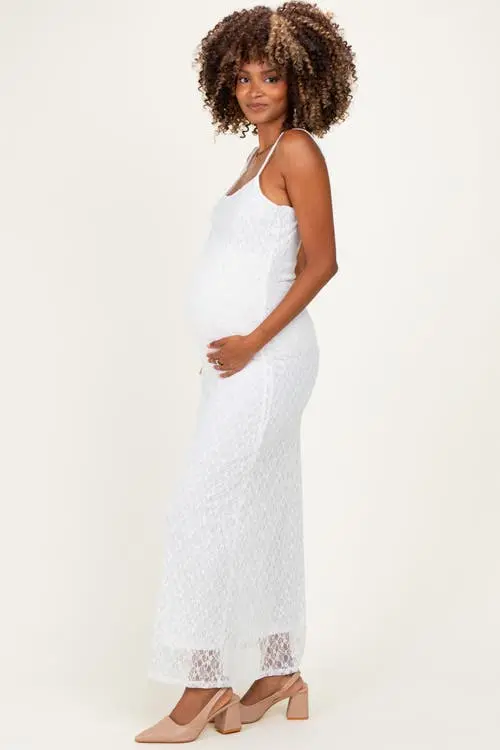 PINKBLUSH Sleeveless Lace Square Neck Maxi Dress