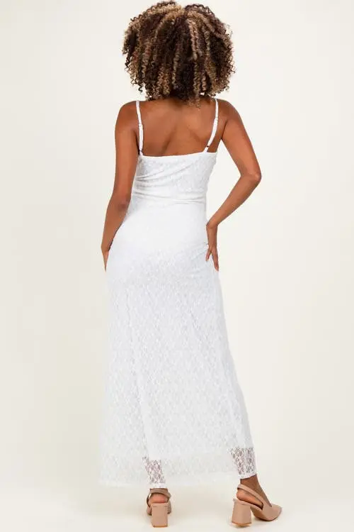 PINKBLUSH Sleeveless Lace Square Neck Maxi Dress