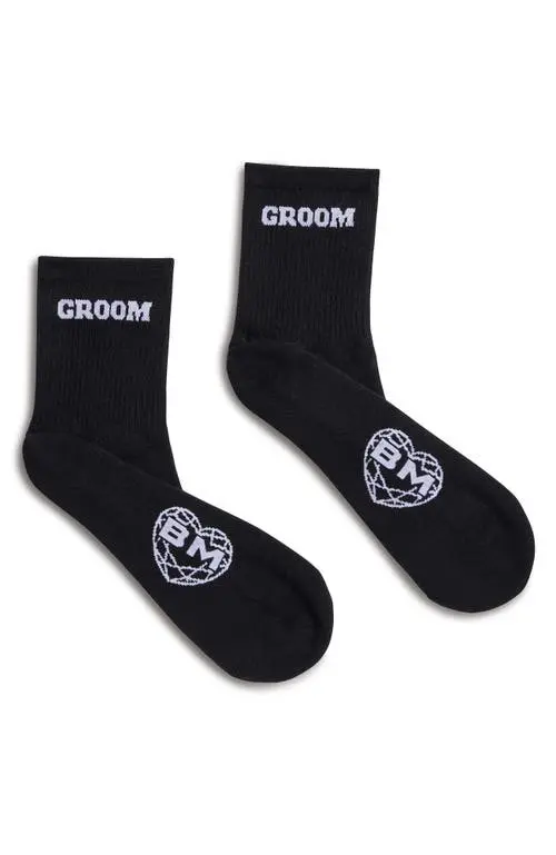 BRIDEMERCH Groom" Logo Crew Socks - Black