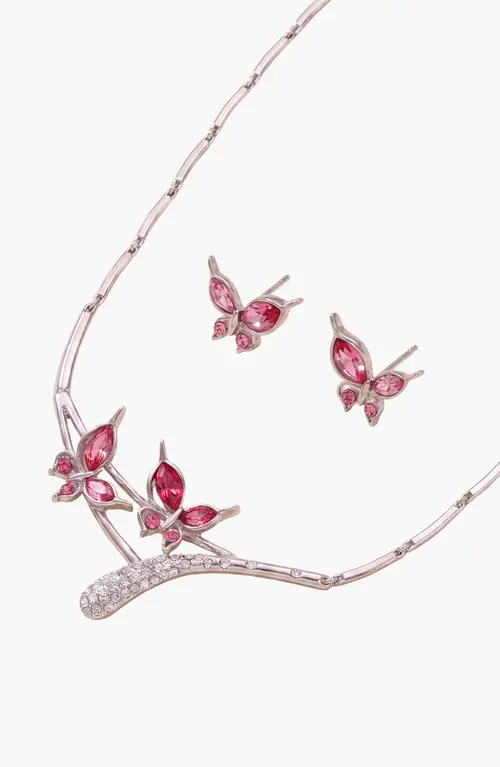 MODENAIRE Butterfly Crystal Necklace And Stud Earring Set