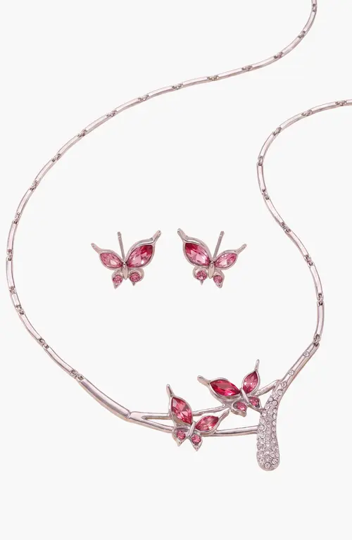 MODENAIRE Butterfly Crystal Necklace And Stud Earring Set