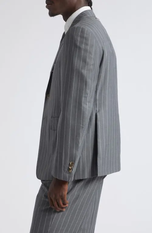 Thom Browne Flannel Chalk Stripe Sport Coat With Armbands