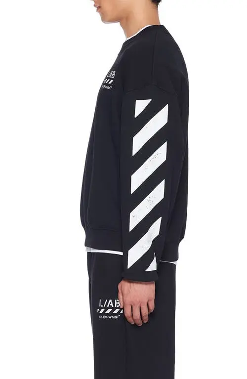 L/AB C/O OFF-WHITE Off-white Diagonal Stripe Graphic Cotton French Terry Sweatshirt