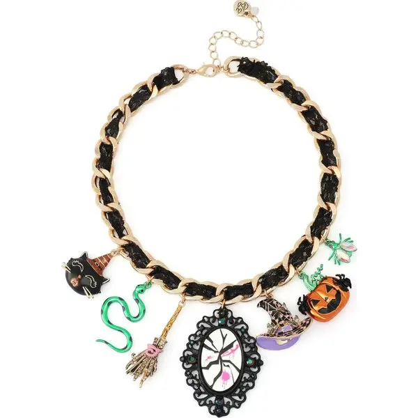 Betsey Johnson Witchy Lace Frontal Necklace With Macabre Accents