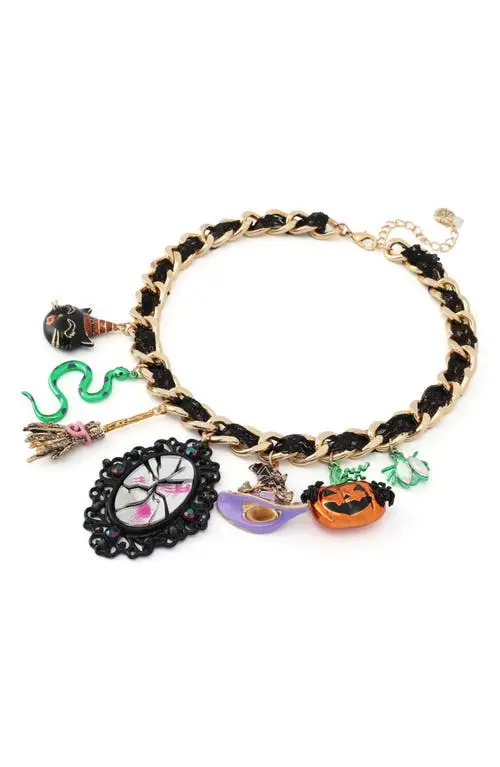 Betsey Johnson Witchy Lace Frontal Necklace With Macabre Accents
