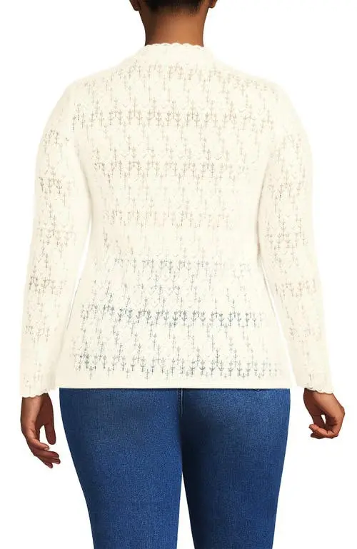 LANDS' END Long Sleeve Brushed Lace Mock Neck Top