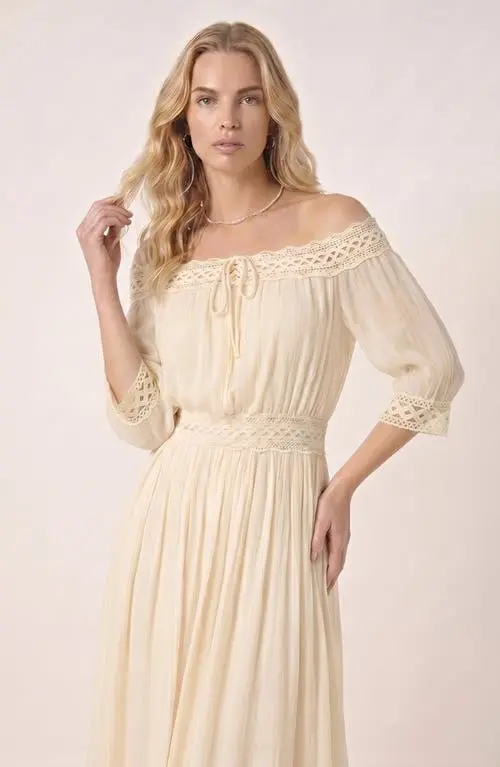 MODENAIRE Off-shoulder Crochet Top And Maxi Skirt Set