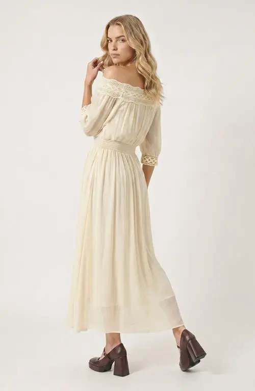 MODENAIRE Off-shoulder Crochet Top And Maxi Skirt Set
