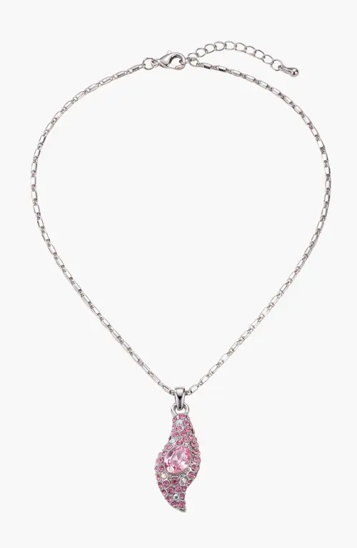 MODENAIRE Crystal Floral Pendant Necklace - Fuchsia