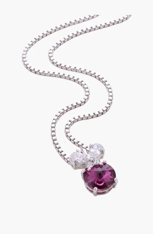 MODENAIRE Amethyst Round Butterfly Accent Pendant Necklace