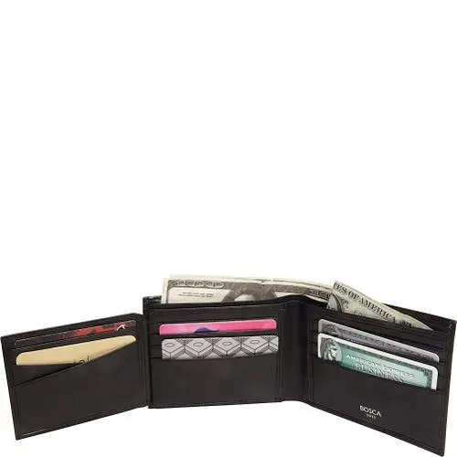 Bosca Nappa Vitello Bifold Wallet With Card/id Flap