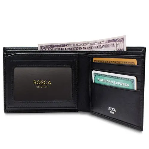 Bosca Nappa Vitello Bifold Wallet With Card/id Flap