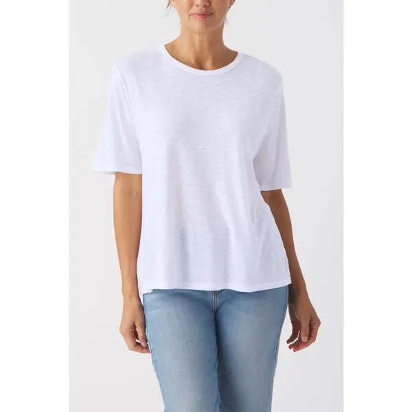 FRANNE GOLDE Slub Jersey Crew Neck Tee - White