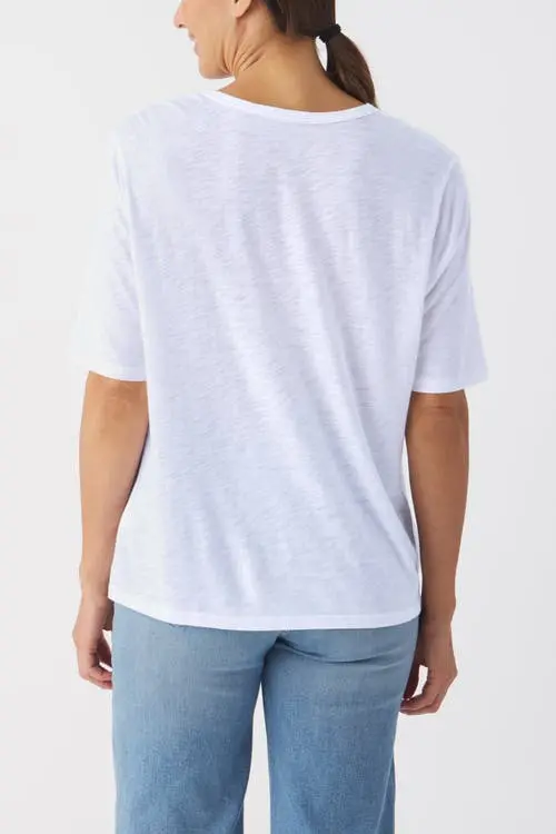 FRANNE GOLDE Slub Jersey Crew Neck Tee - White