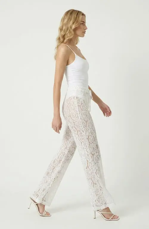 MODENAIRE High Waist Lace Wide Leg Pants With Drawstring