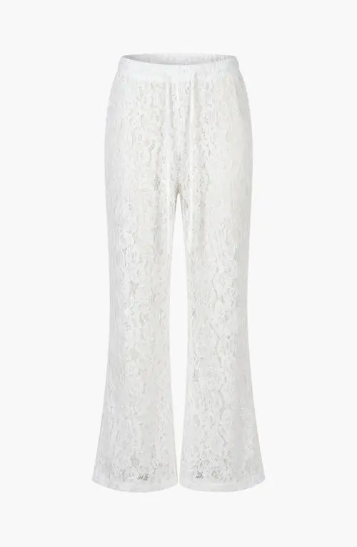 MODENAIRE High Waist Lace Wide Leg Pants With Drawstring