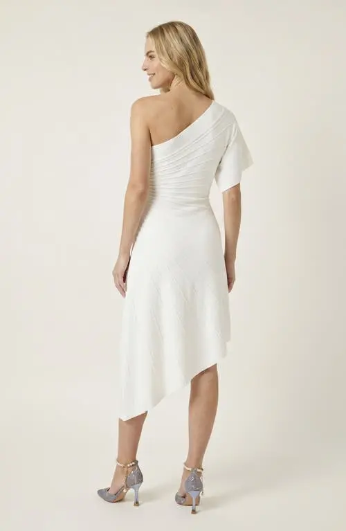 MODENAIRE One Shoulder Knit Dress With Flared Hem