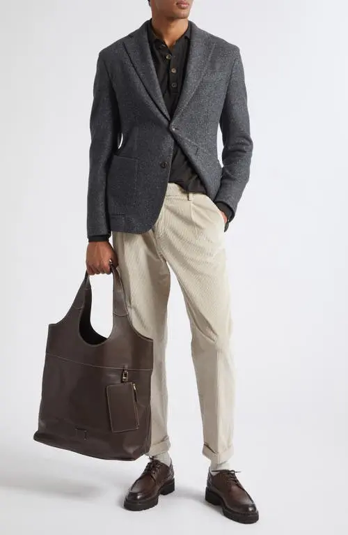 Eleventy Single-breasted Soft Slim Fit Jacket In Cashmere And Silk